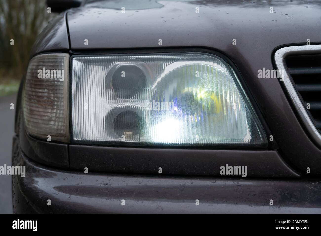 Close-up of the car's fog lights. Headlights in the car, close-up ...