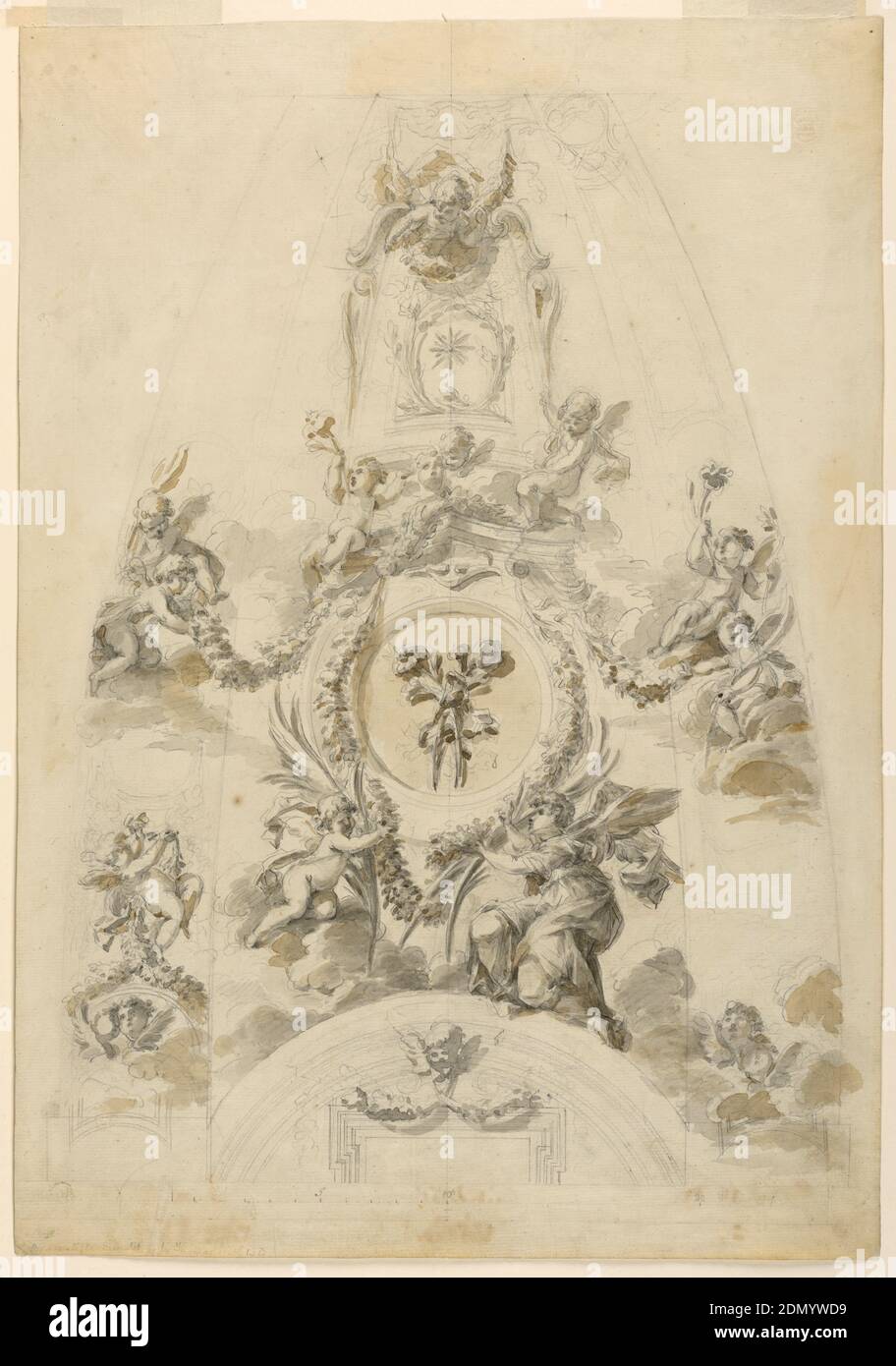 Design for Painted Cupola, Graphite, brush and grey wash on paper ...