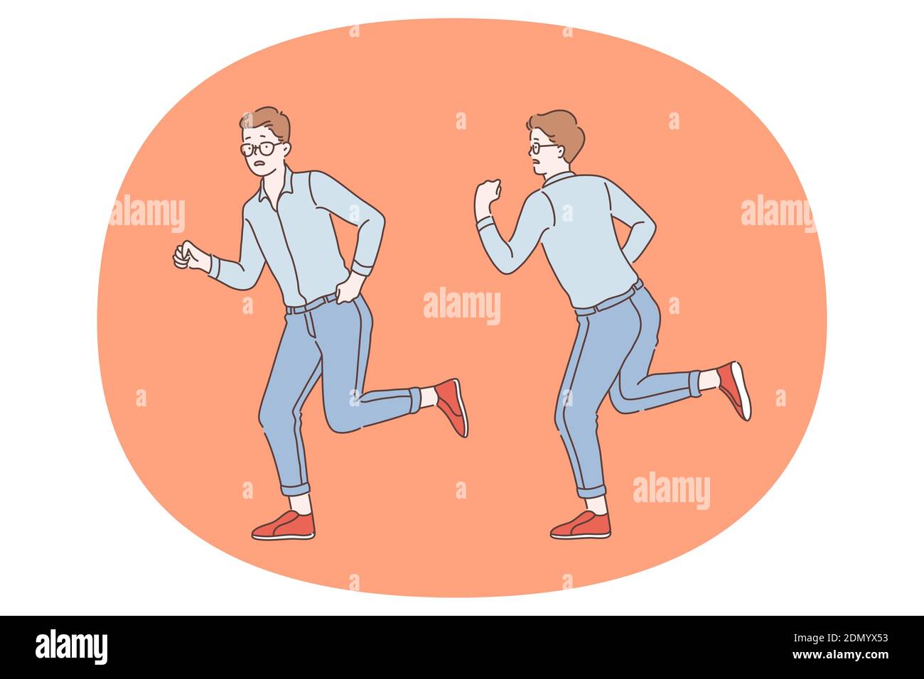 Deadline, hurry up, emergency concept. Using stressed man office worker ...