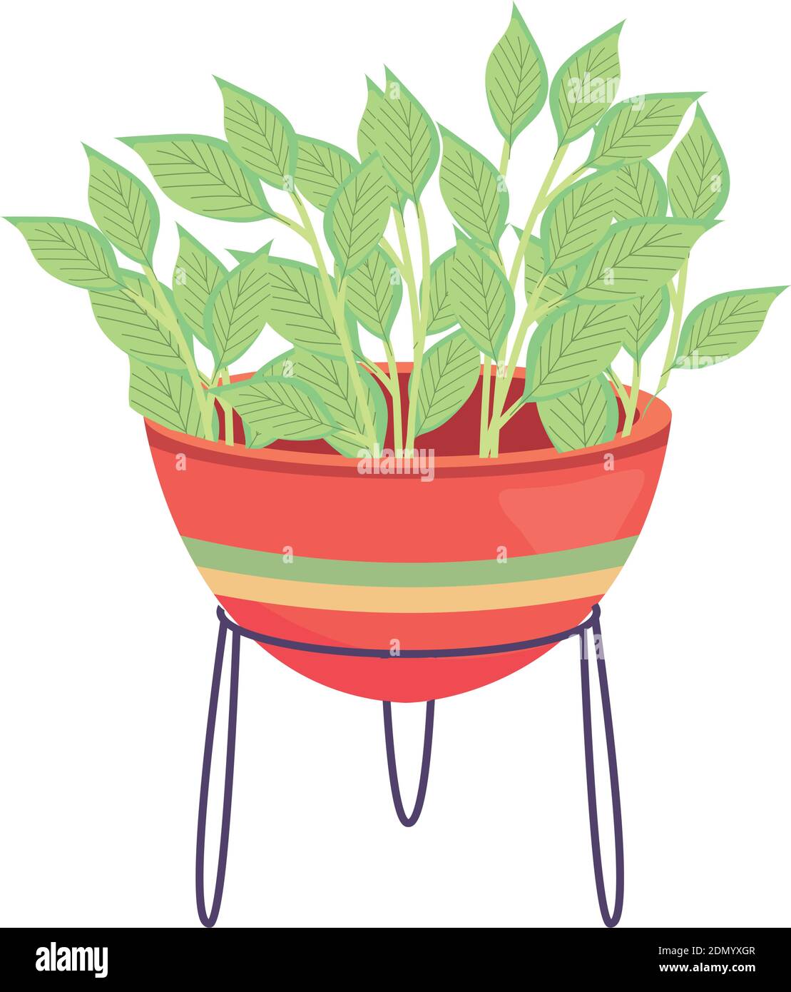 Plant inside pot with lines design of Floral nature garden and ornament ...