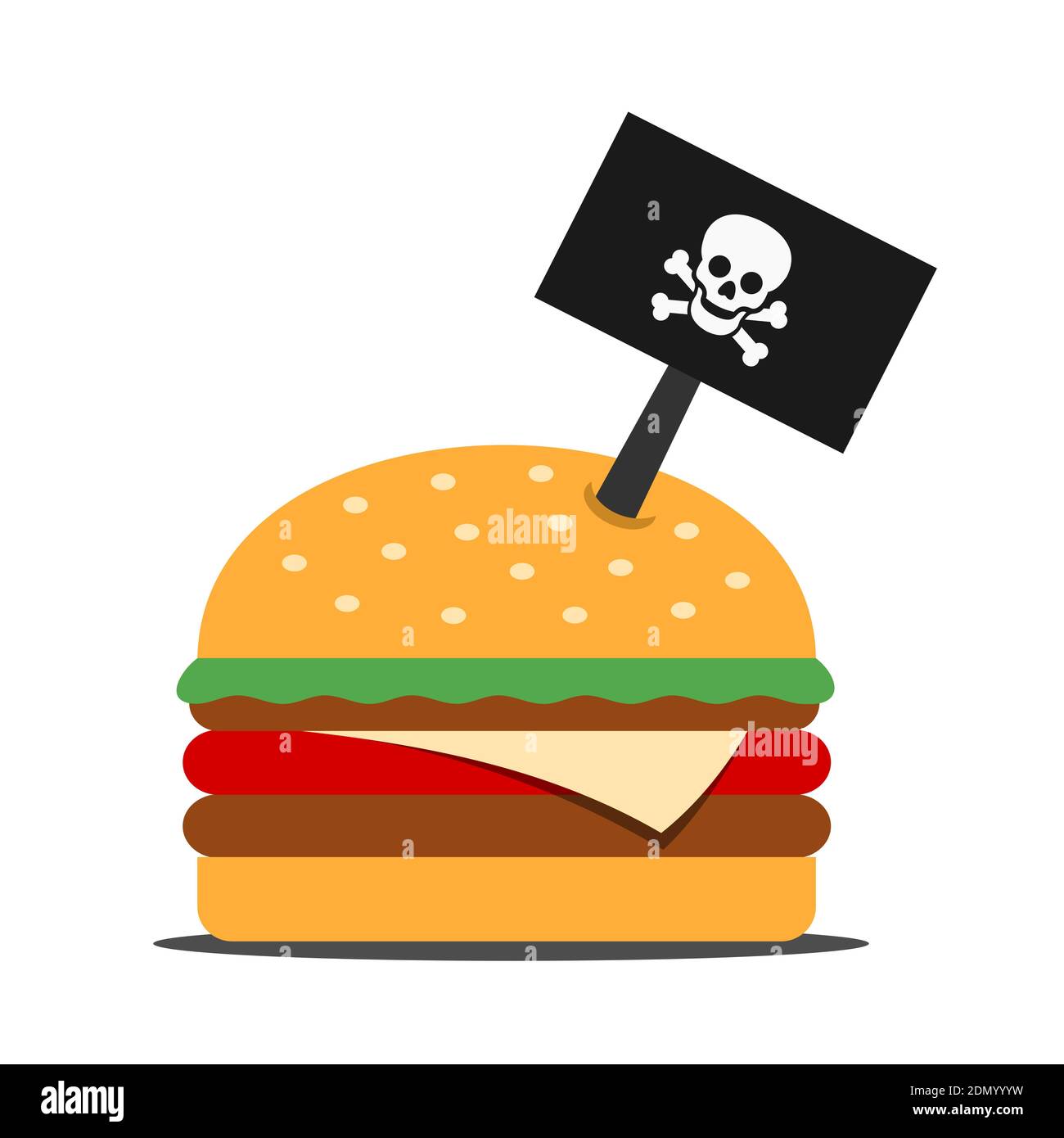 Dangerous hamburger and junk food from fast food - meal with warning ...