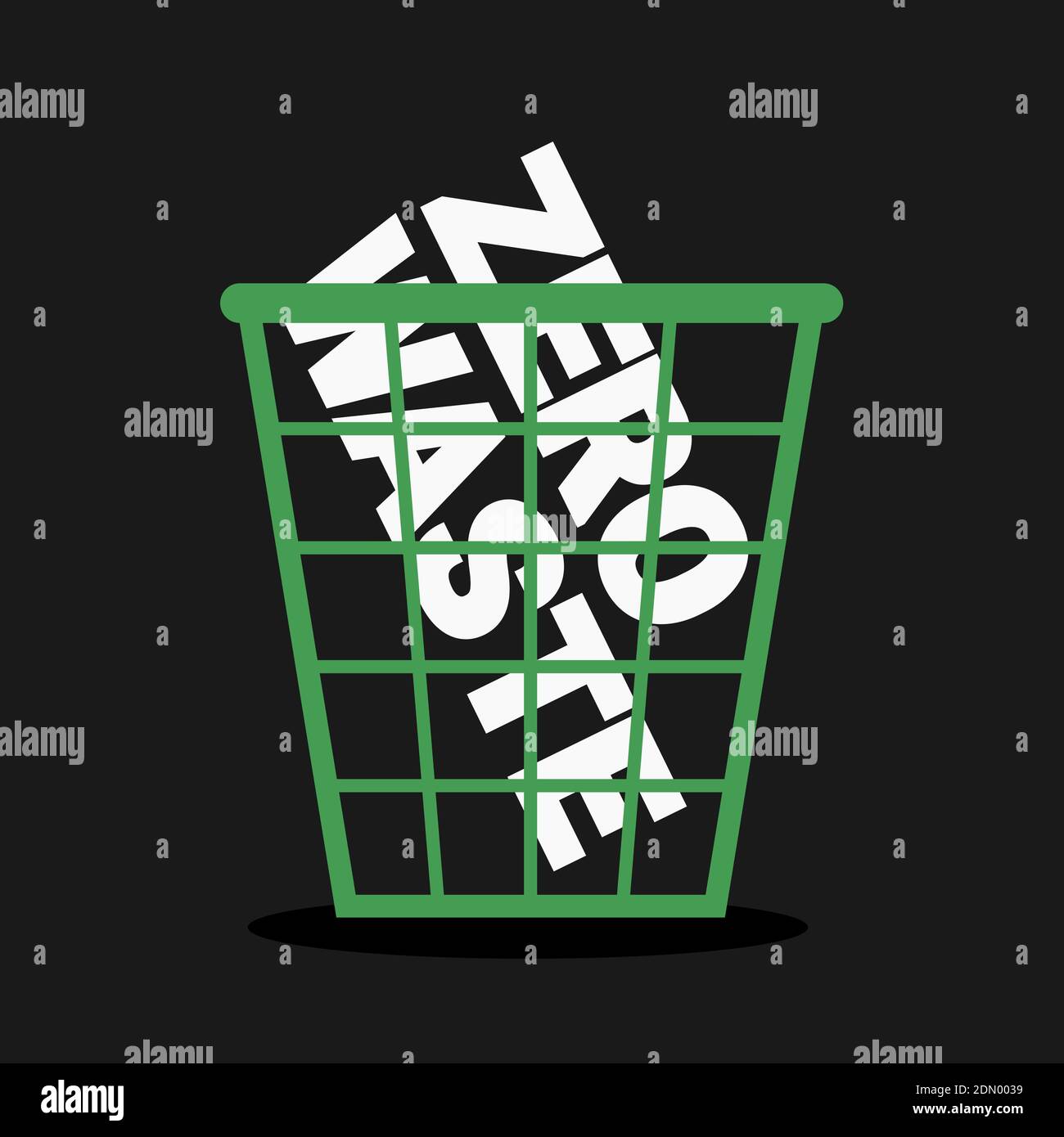 Zero waste - waste bin with text. Ecological and environmental ...
