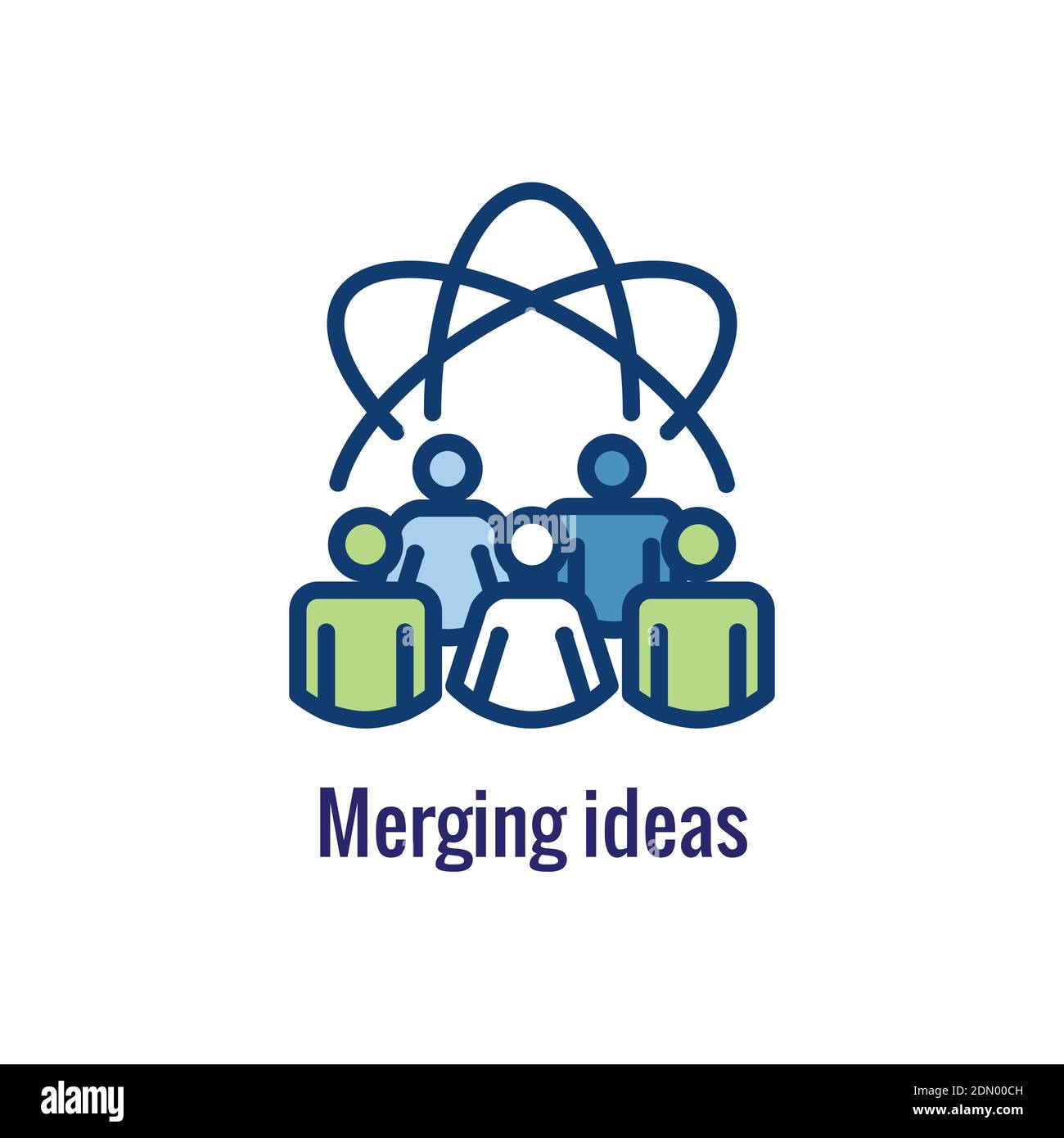 Companies merging together, one buying out the other & icon set banner ...