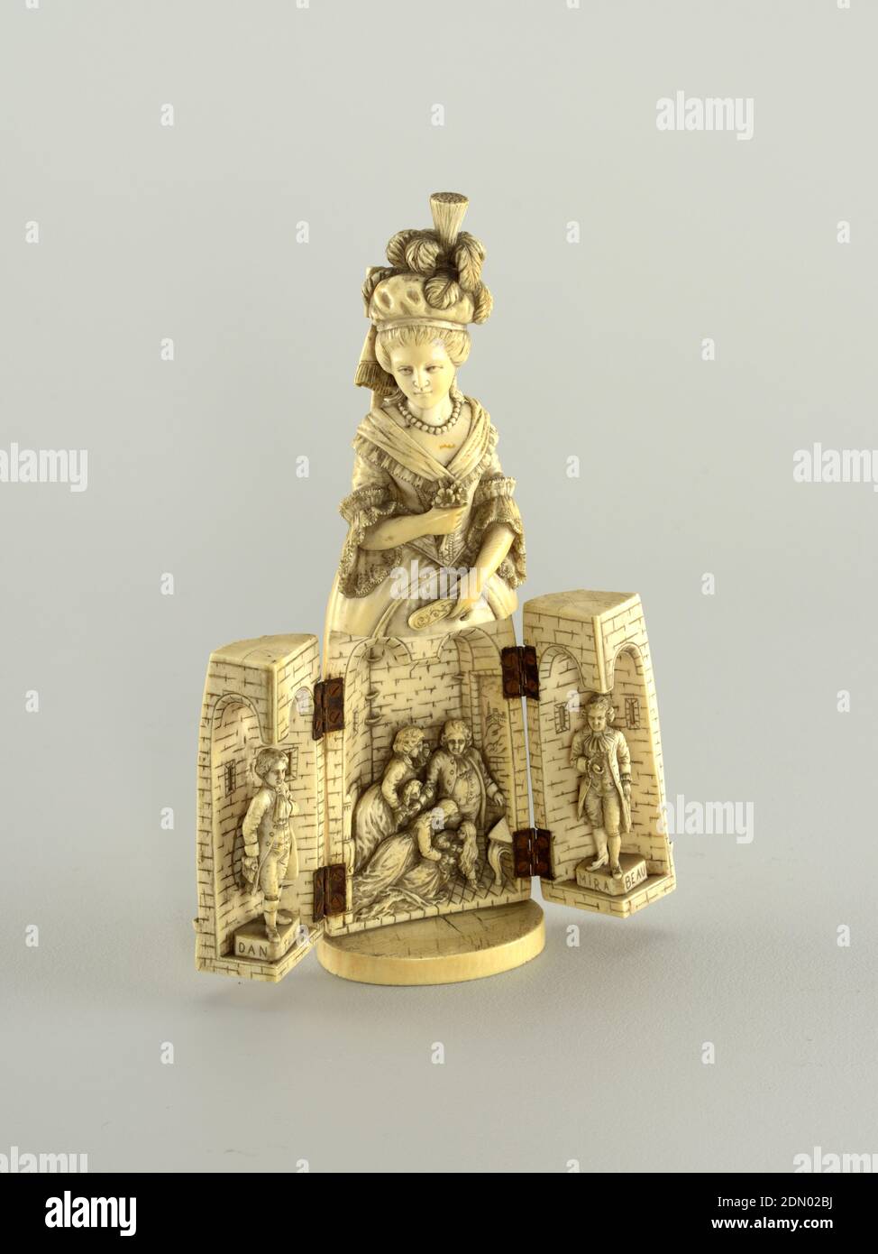 Marie Antoinette triptych figure, Carved ivory, Carved ivory figure of ...