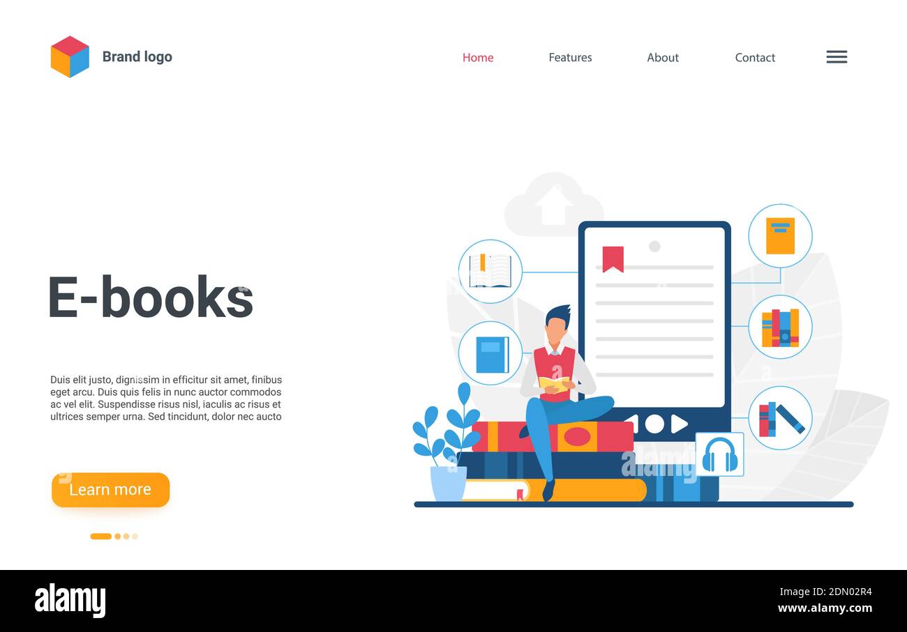 Website creative landing page design with cartoon man student character ...