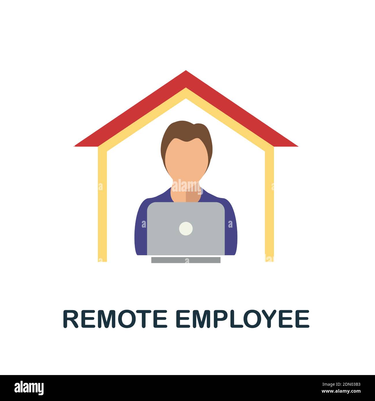 Remote Employee flat icon. Color simple element from work from home ...