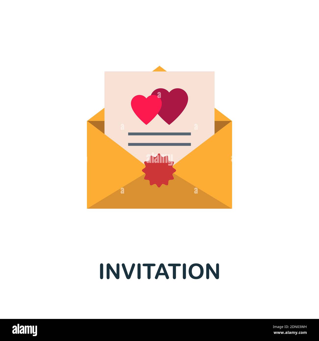 Invitation flat icon. Color simple element from wedding collection ...