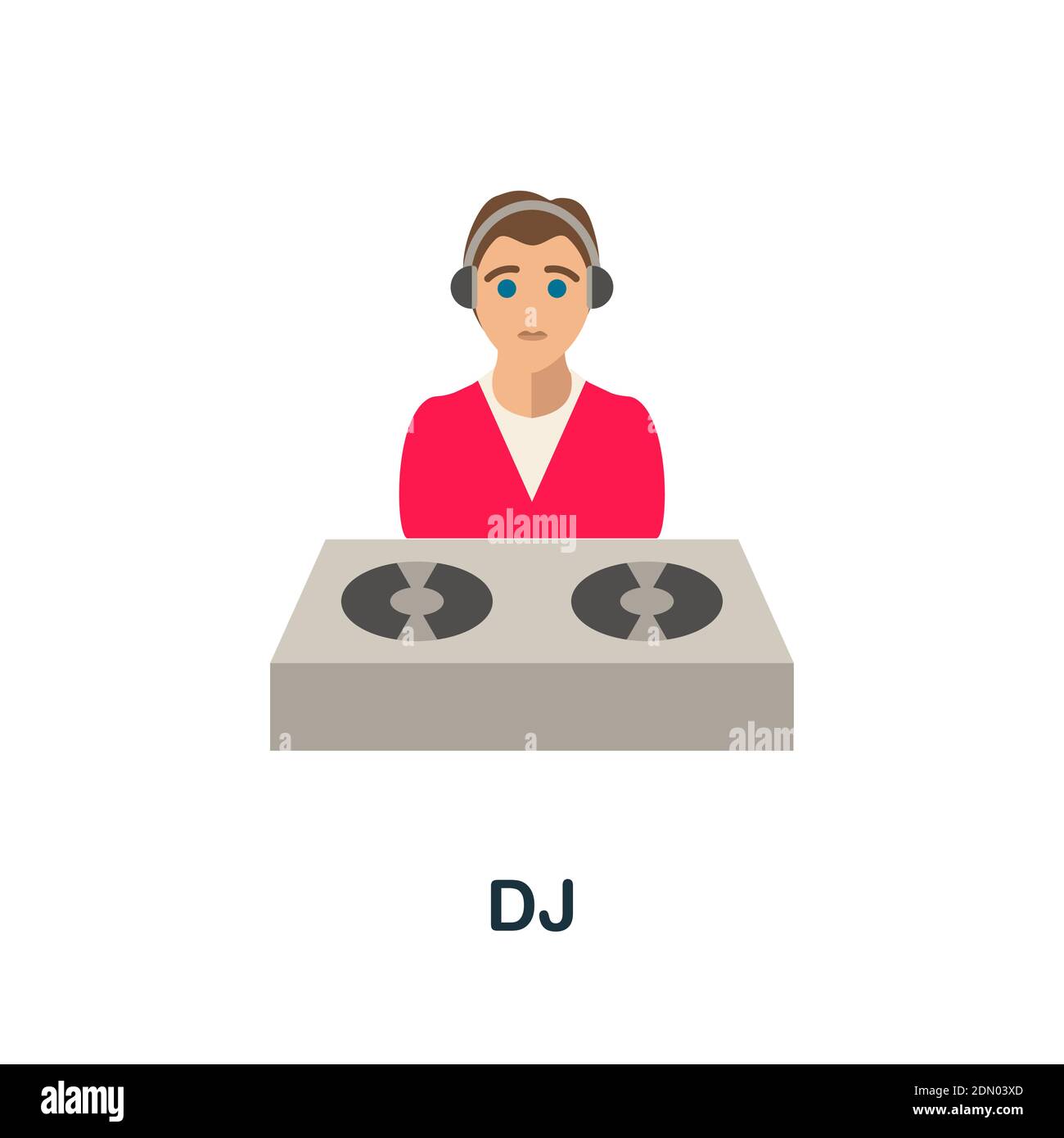 Dj flat icon. Color simple element from wedding collection. Creative Dj ...