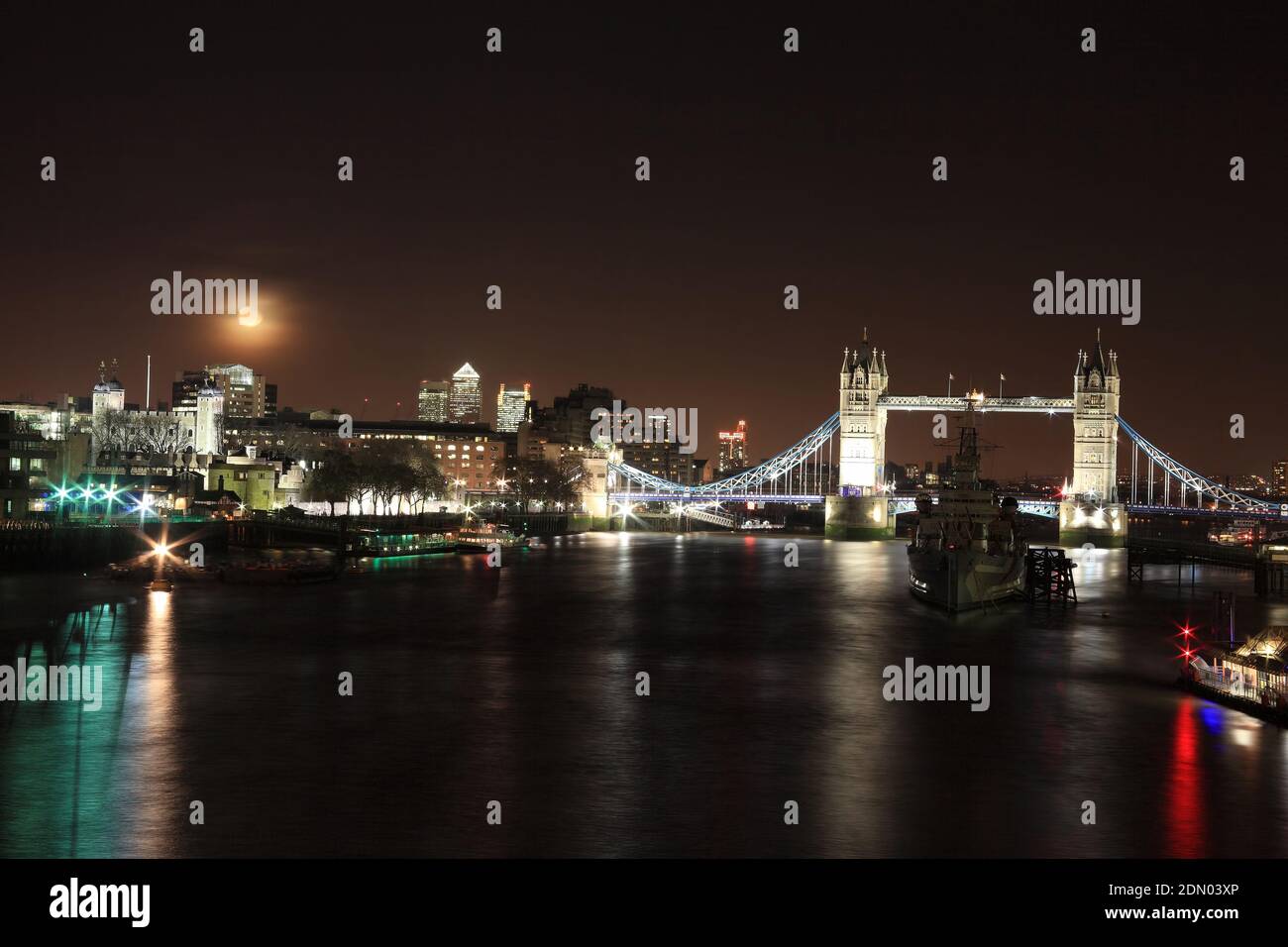 Cityscape of the River Thames at night in London England UK showing ...