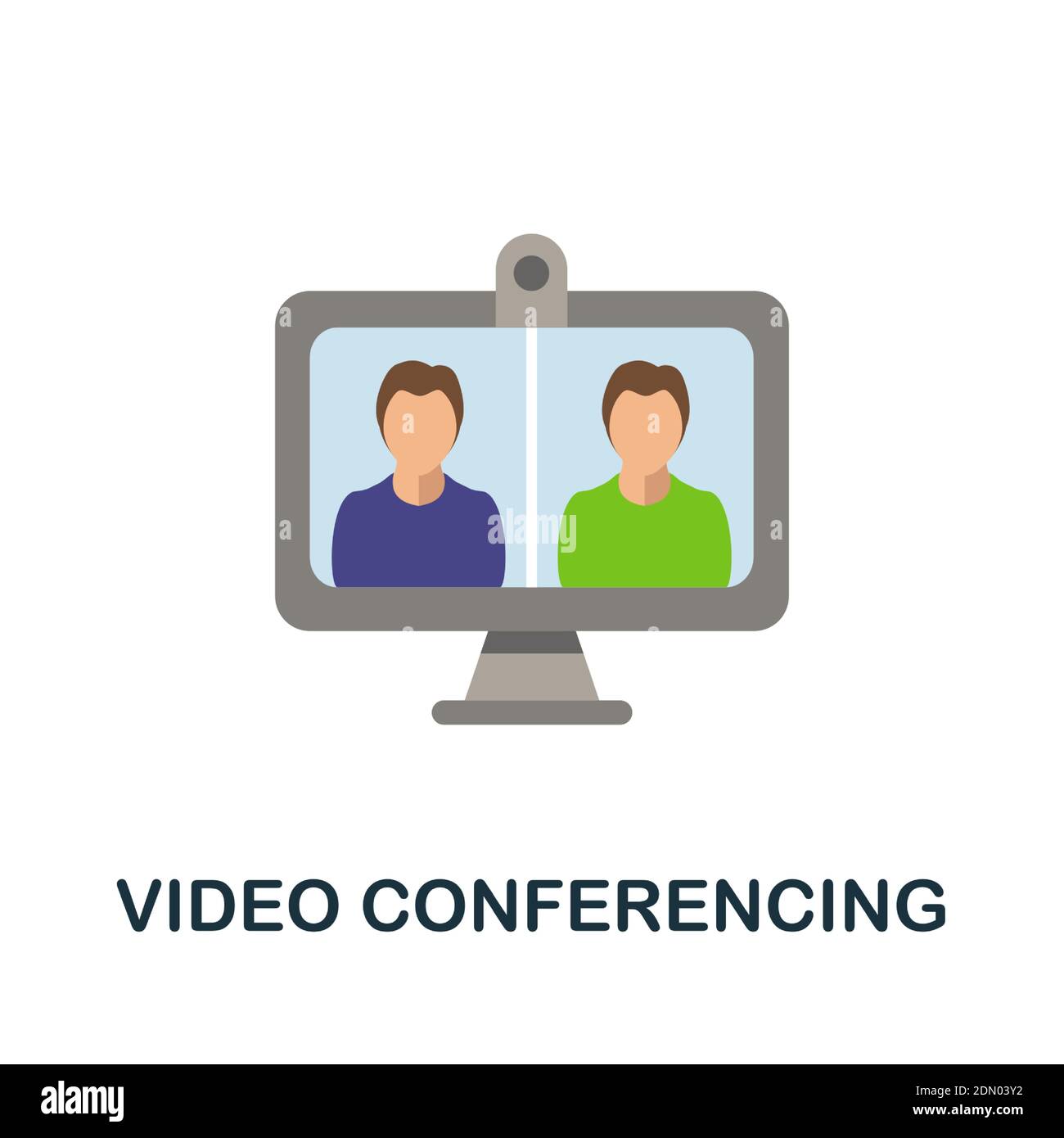 Video Conferencing flat icon. Color simple element from work from home ...