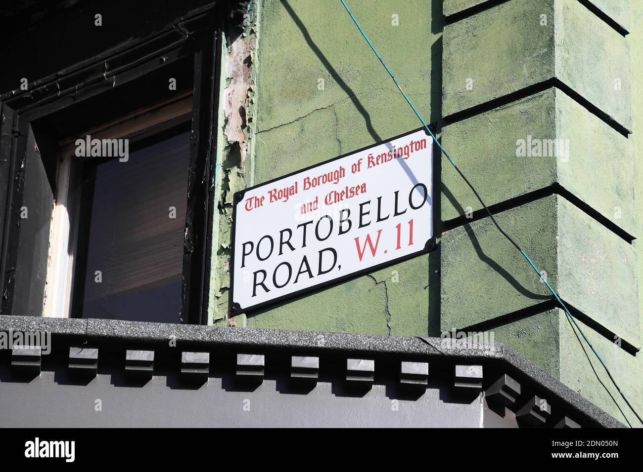 Portobello Road sign in the antique street market at Notting Hill ...