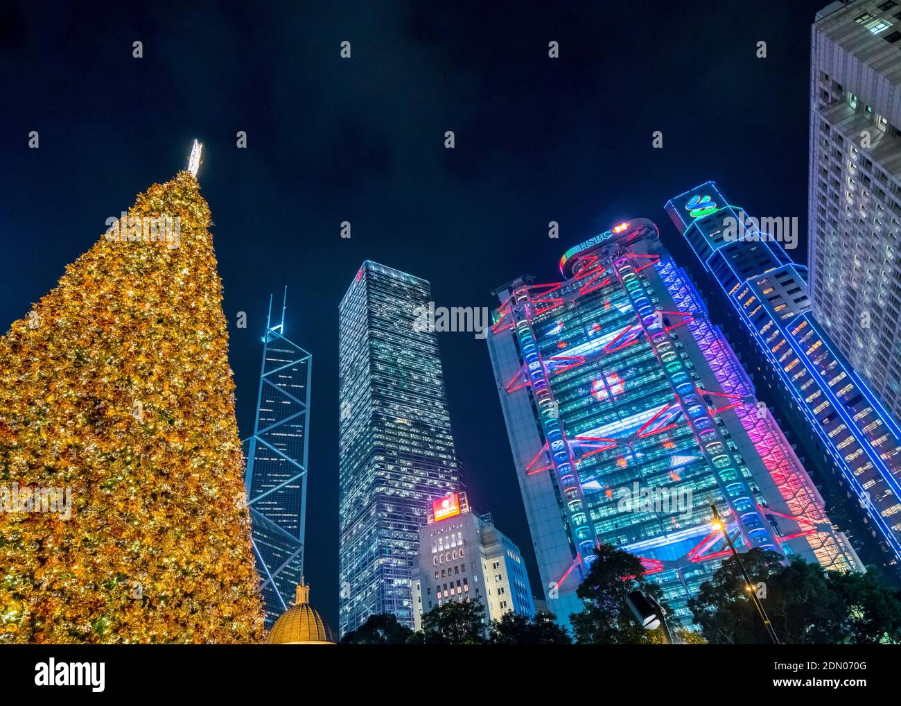 High rise building building with bright lights hi-res stock photography ...