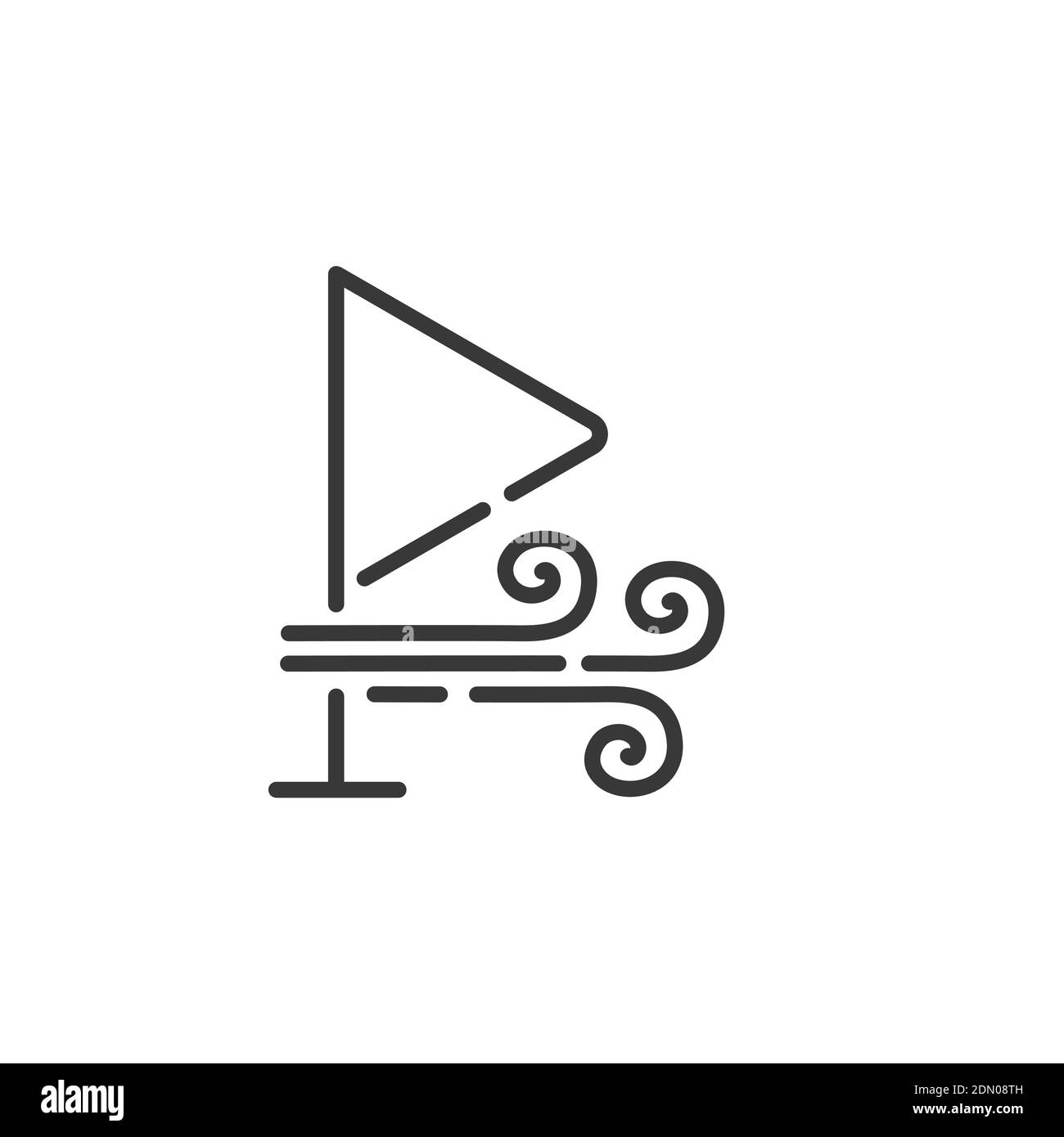 Wind Direction And Flag Thin Line Icon Isolated Outline Weather Vector Illustration Stock