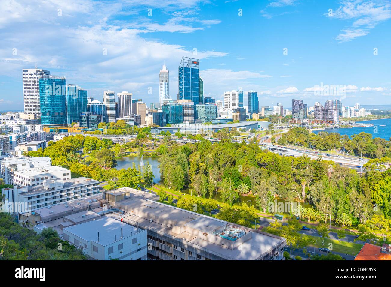 PERTH, AUSTRALIA, JANUARY 16, 2020: Skyline of Perth viewed from Kings ...