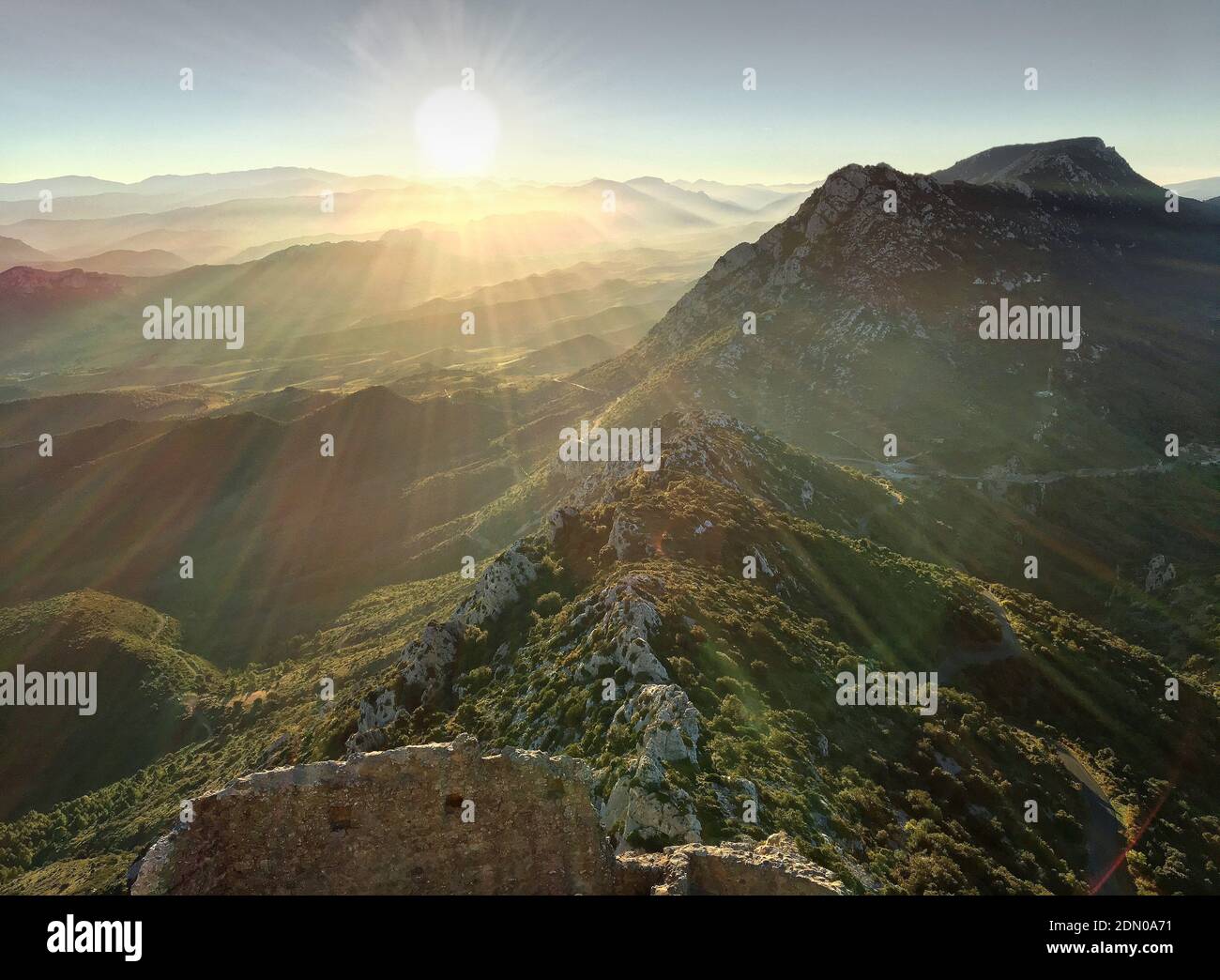 Cucugnan (south of France): ruins of the Cathar castle "Chateau ...