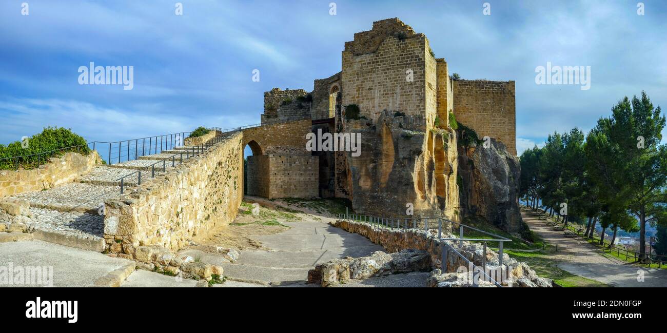 The 13th century castle built on a rock above the small town of Montesa ...
