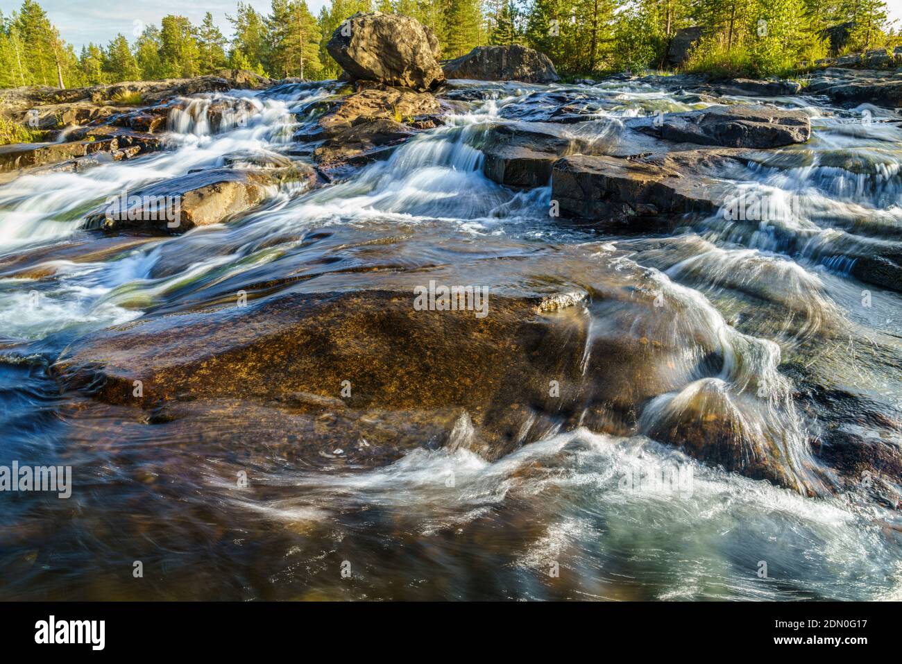 Storforsen with waterfalls and running water, nice surroundings with ...