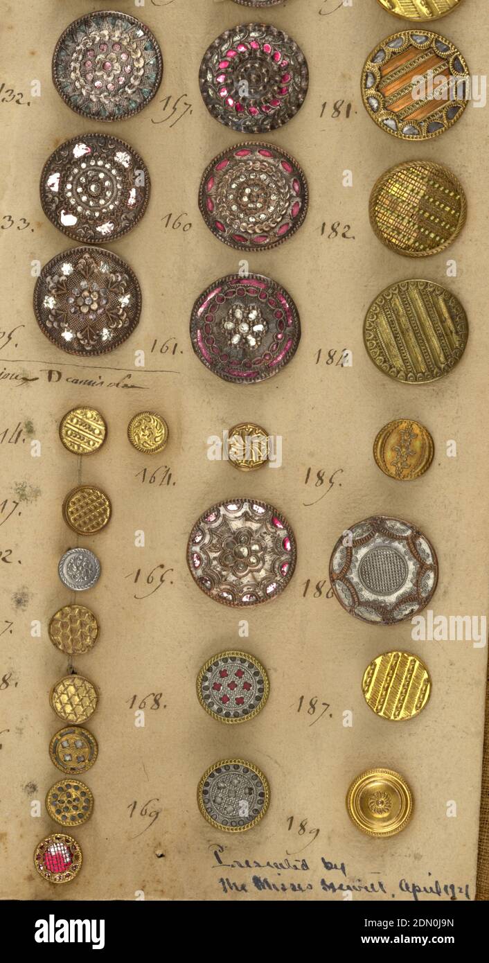 Button, Paper, metal foil, thread, paillettes, Folding book of four ...