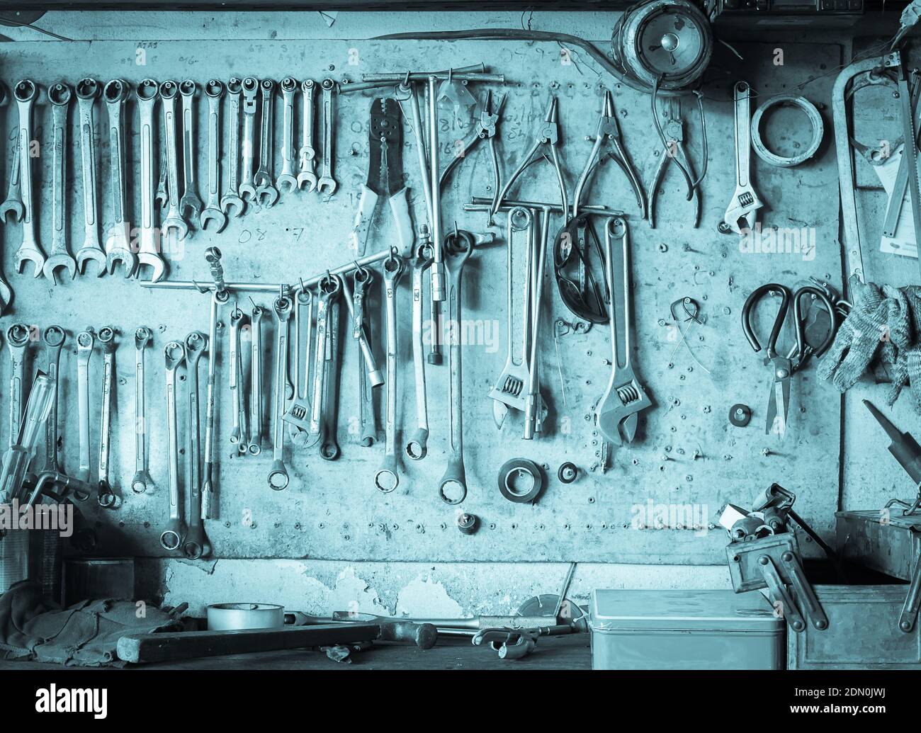 Metal Chain Hanging On Wall Stock Photo - Alamy