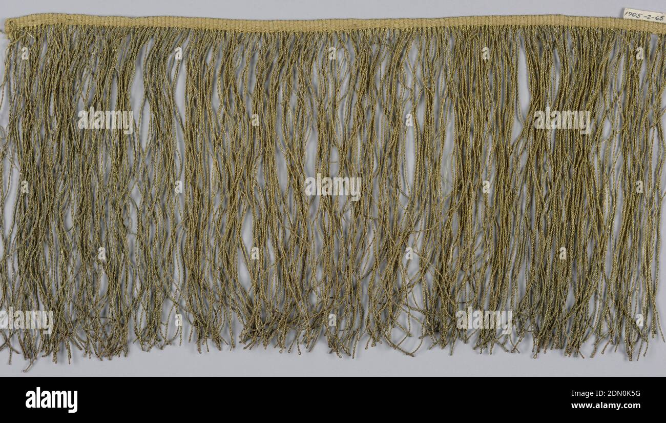 Fringe, Medium: gilt foil on silk core, linen Technique: woven, Gold ...
