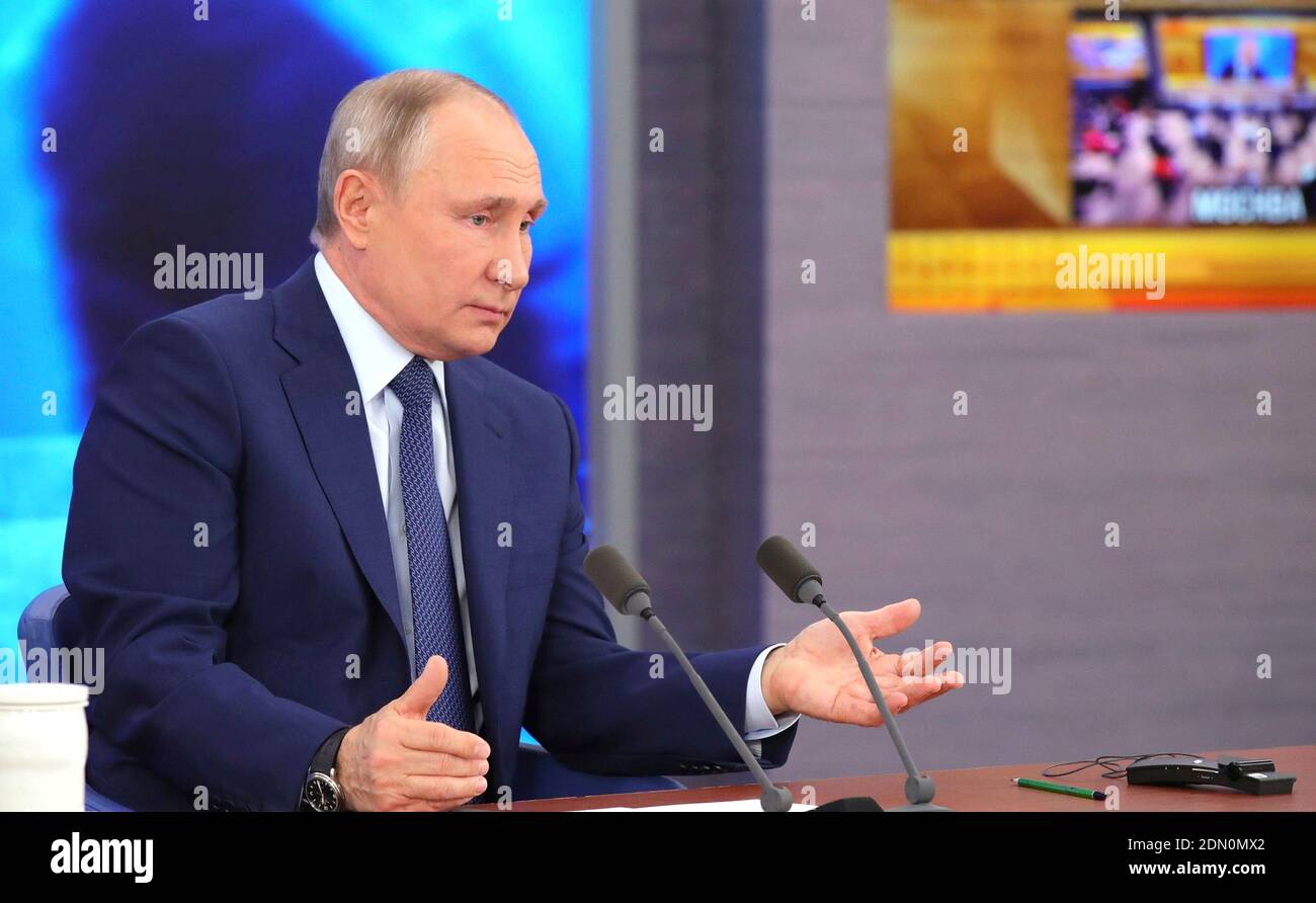 Moscow, Russia. 17th Dec, 2020. Russian President Vladimir Putin, holds ...