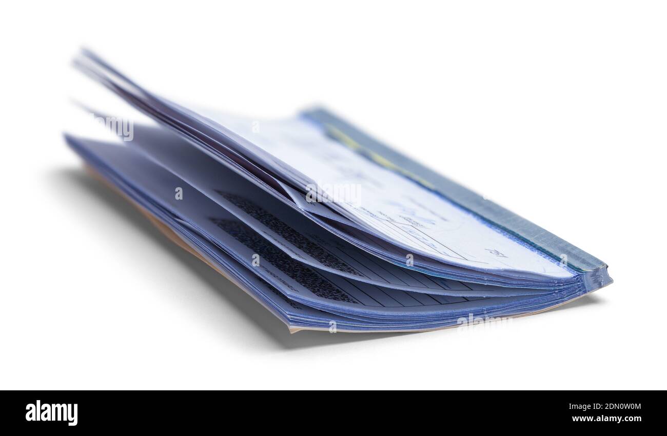 Old Used Checkbook Cut Out on White Stock Photo - Alamy