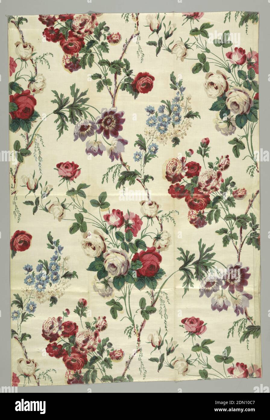 Textile, Medium: cotton Technique: printed on plain weave, glazed ...