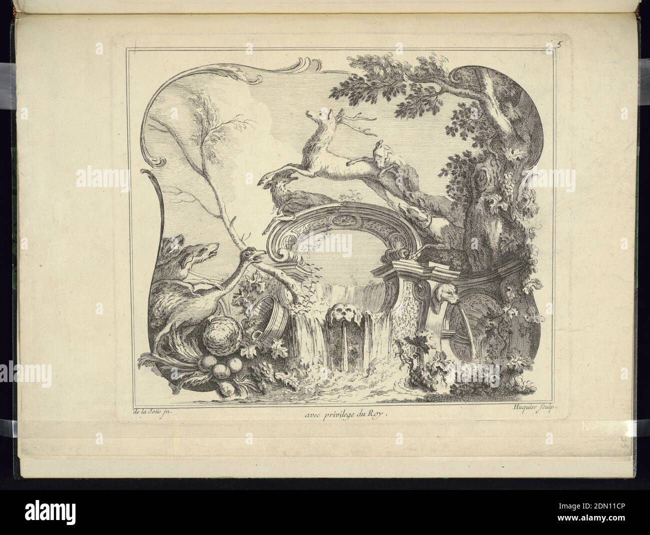 Design for Cartouche Forming a Bridge (Horizontal), Jacques de Lajoüe ...