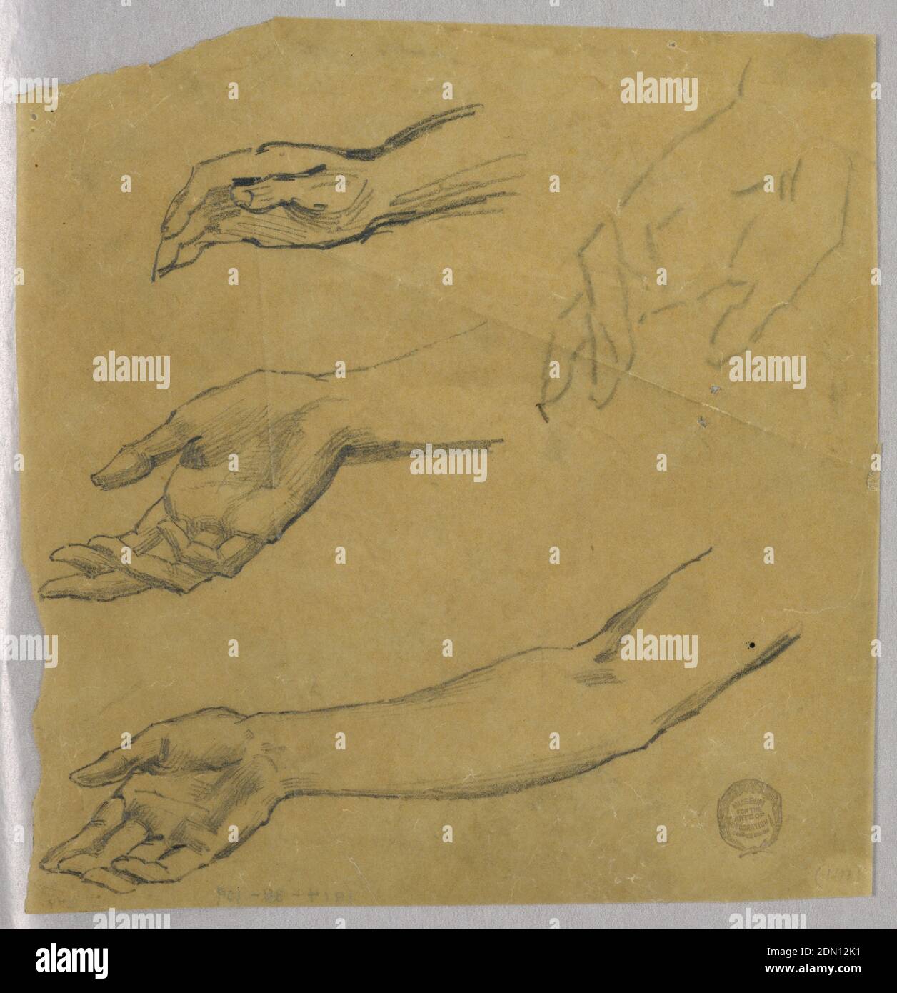 Three Studies of a Hand and Arm, Francis Augustus Lathrop, American ...