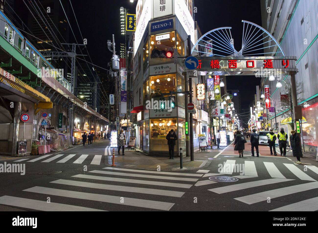 View of Shinbashi district at night Stock Photo - Alamy