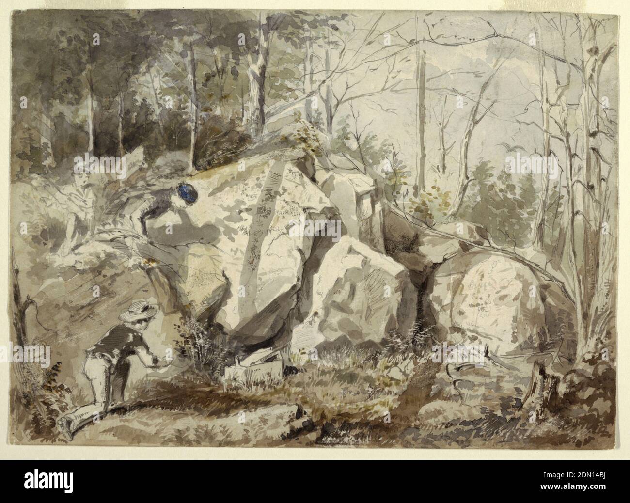 Setting a Squirrel Trap, Winslow Homer, American, 1836–1910, Graphite ...