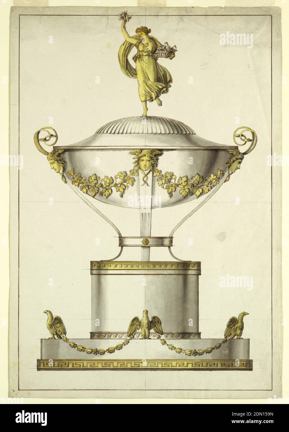 Design for an Ovoidal Tureen, Pietro Belli, Italian, 1780–1828, Pen and ...