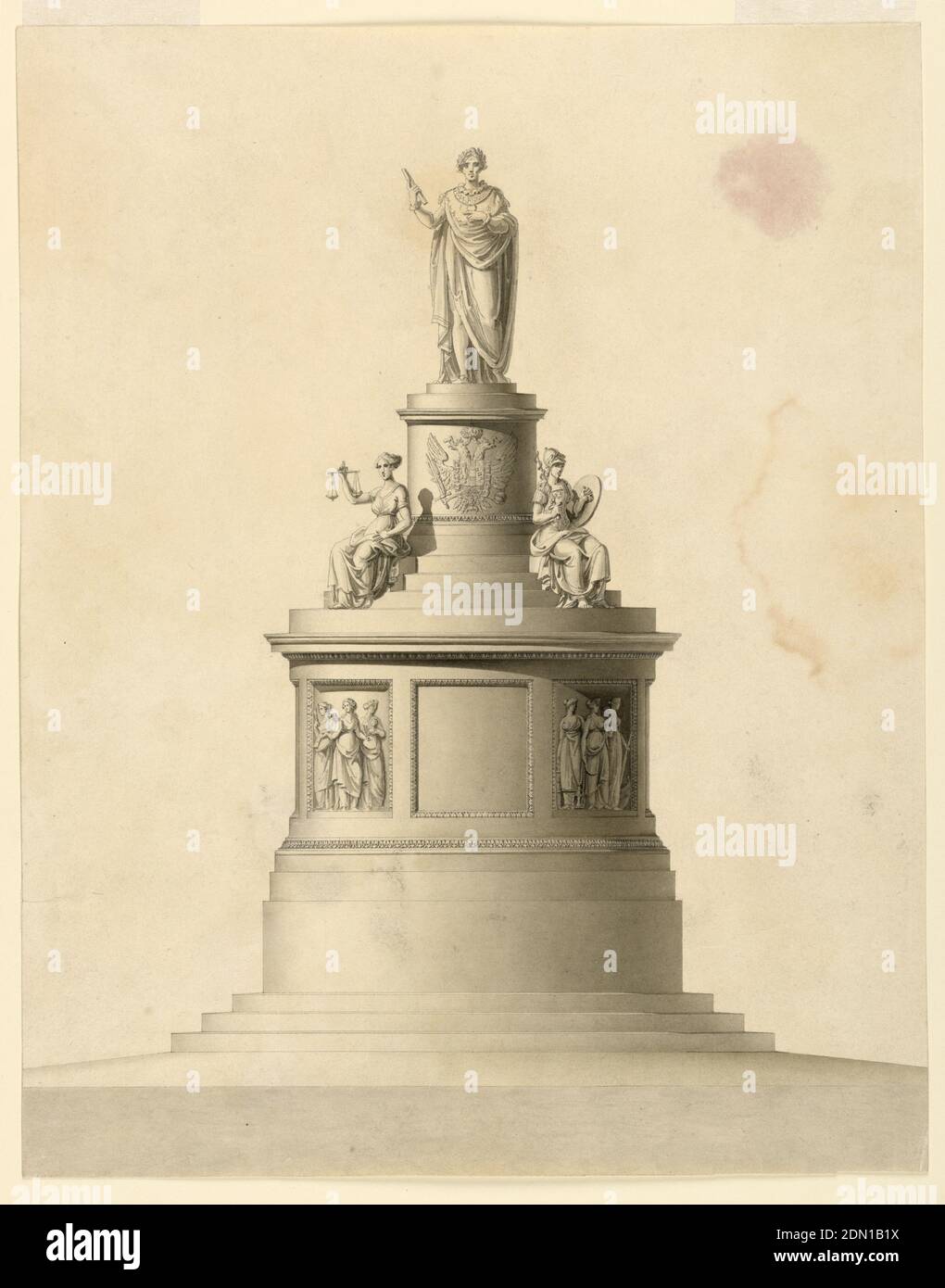 Elevation of a Monument to Francis I, Emperor of Austria, Pen and black ...