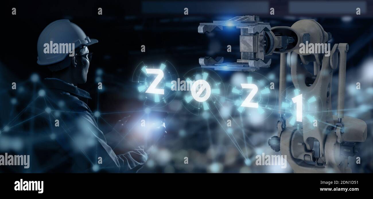2021 concept. Futuristic technology trend concept smart industry 4.0 ...