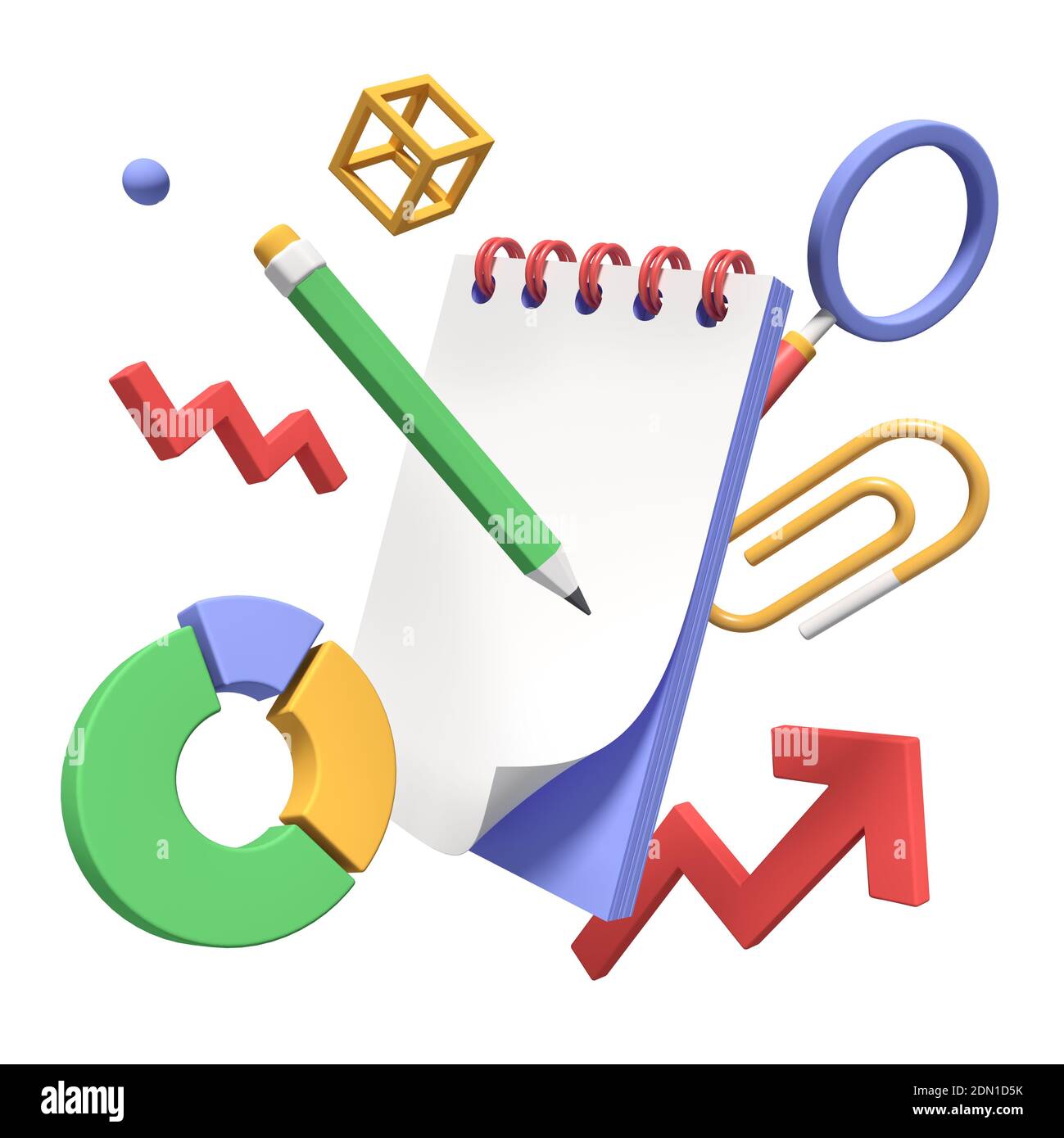 Data analysis - modern colorful realistic 3d illustration on white ...