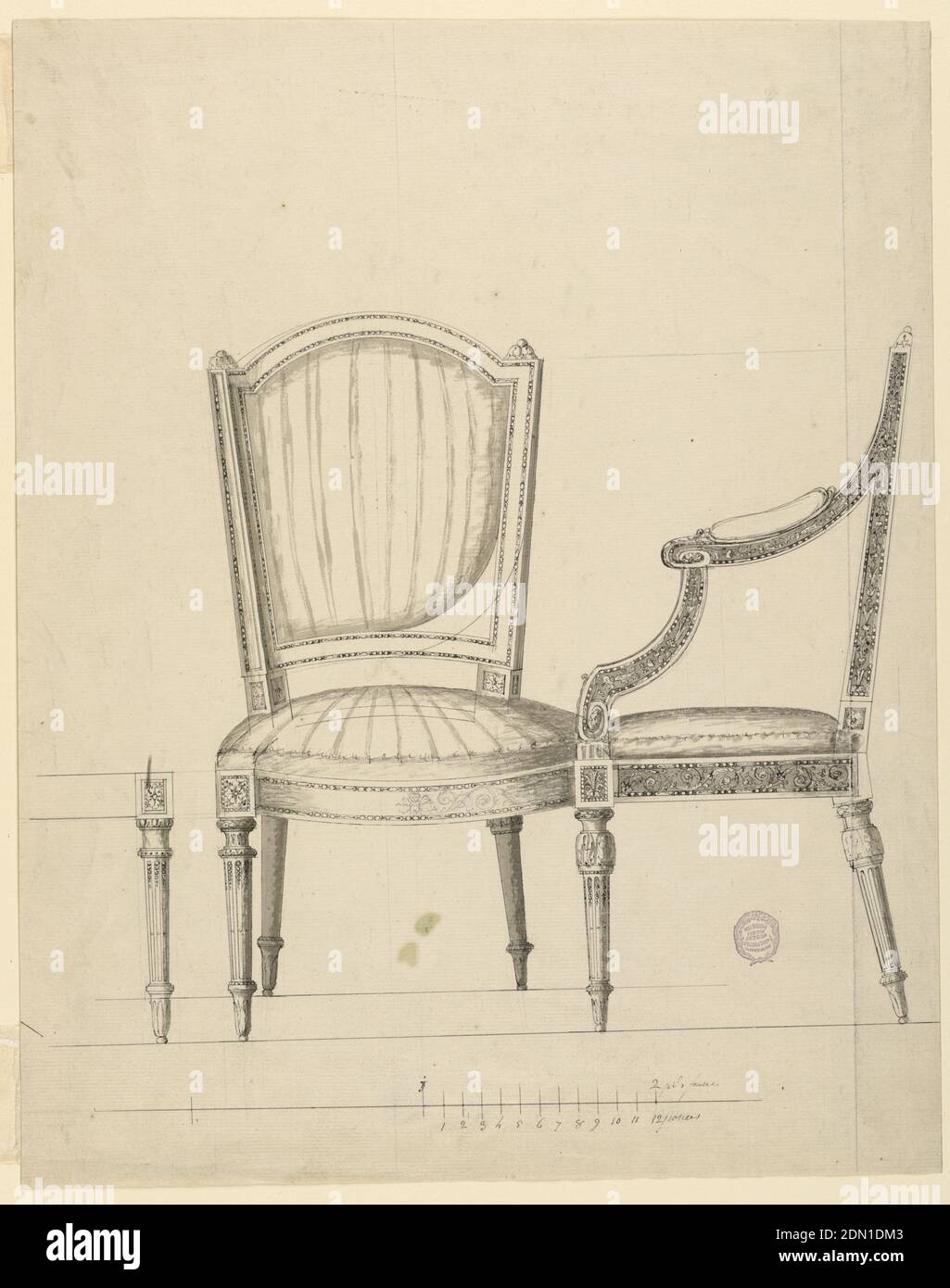 Design for Two Chairs with Alternative Suggestions, Pen and black ink ...