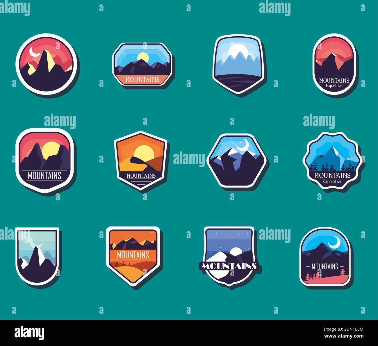 mountains landscapes labels symbol set design, nature and outdoor theme ...