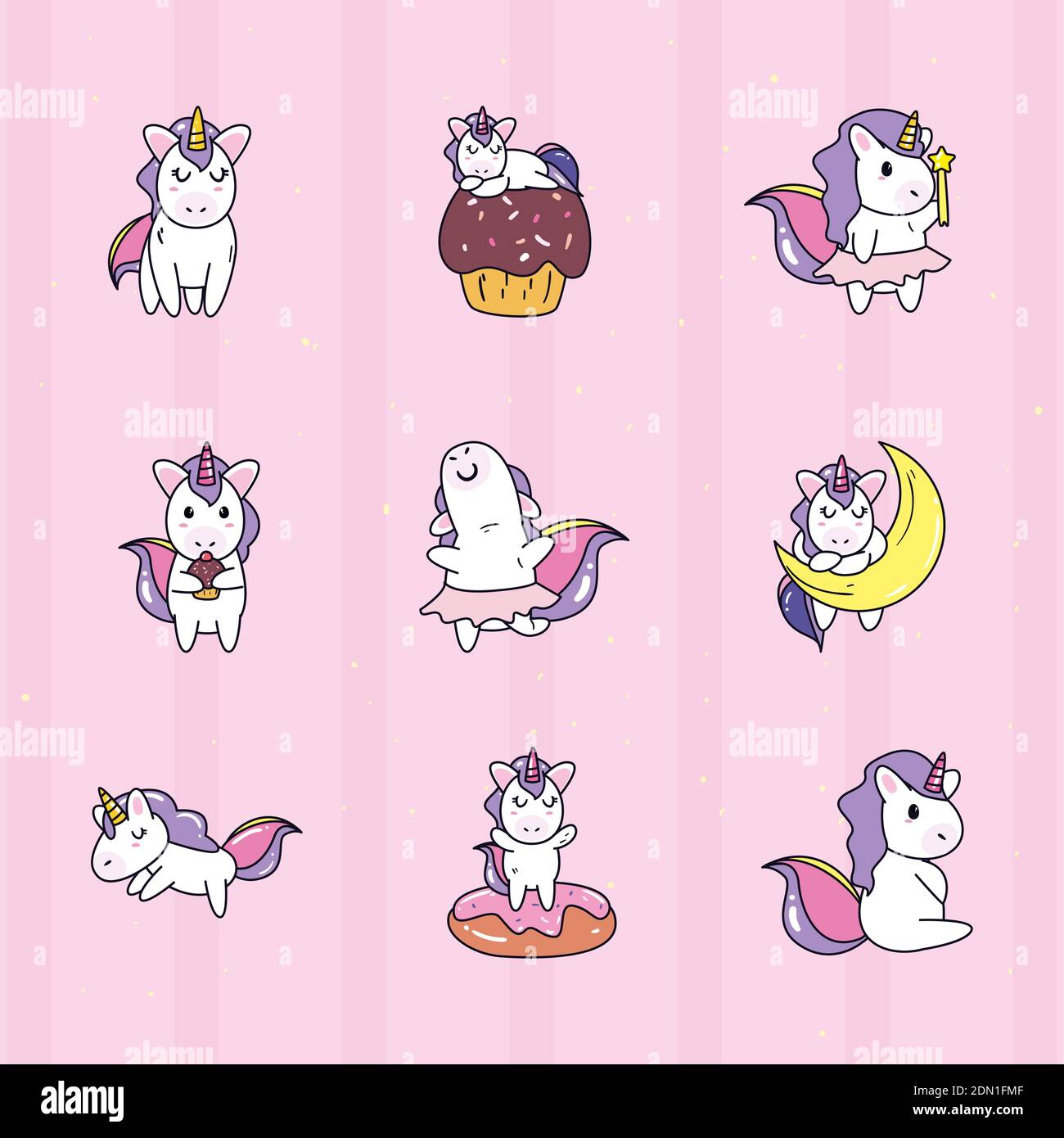 unicorns horses cartoons symbol set design, magic fantasy fairytale ...