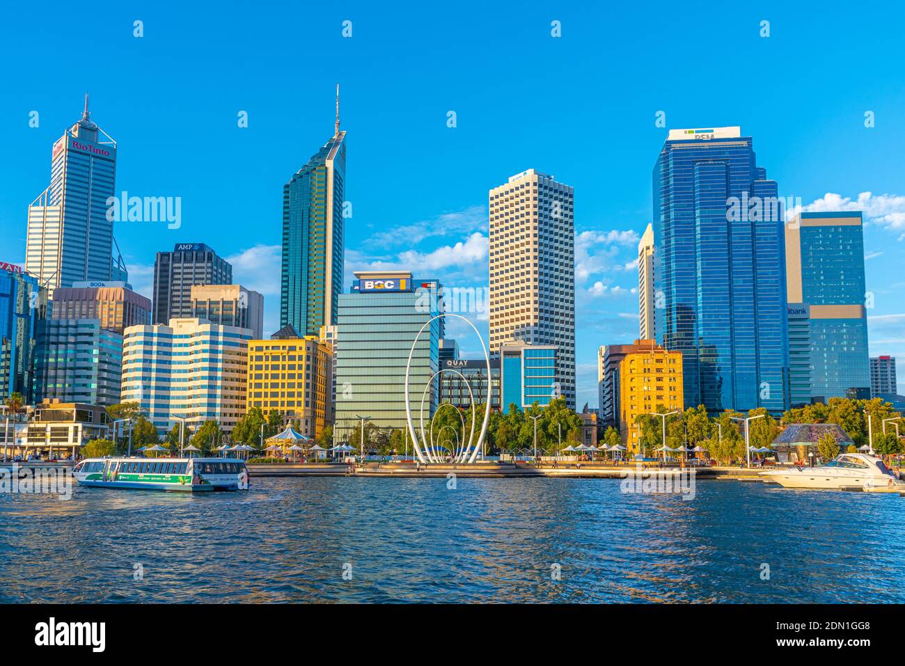 PERTH, AUSTRALIA, JANUARY 17, 2020: Skyline of Elizabeth quay in Perth ...