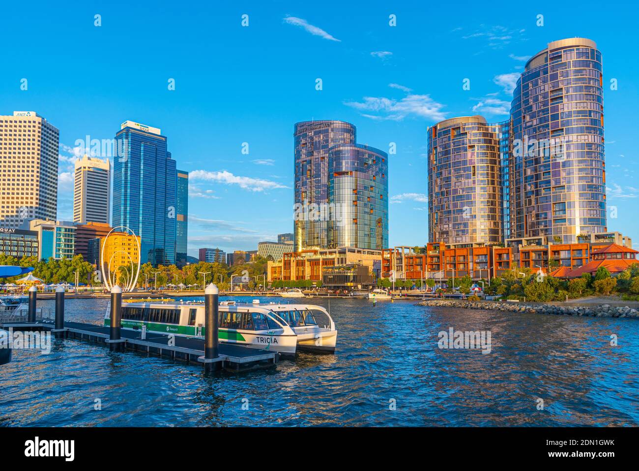 PERTH, AUSTRALIA, JANUARY 17, 2020: Skyline of Elizabeth quay in Perth ...