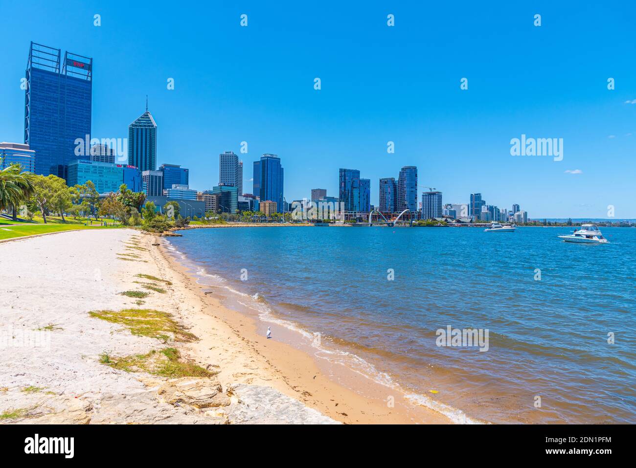 PERTH, AUSTRALIA, JANUARY 18, 2020: Skyline of Elizabeth quay in Perth ...