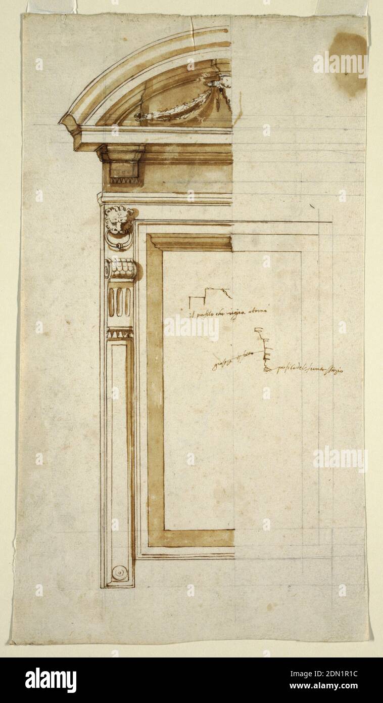Window for the Palazzo dei Conservatori, Rome, Pen and brown ink, brown ...