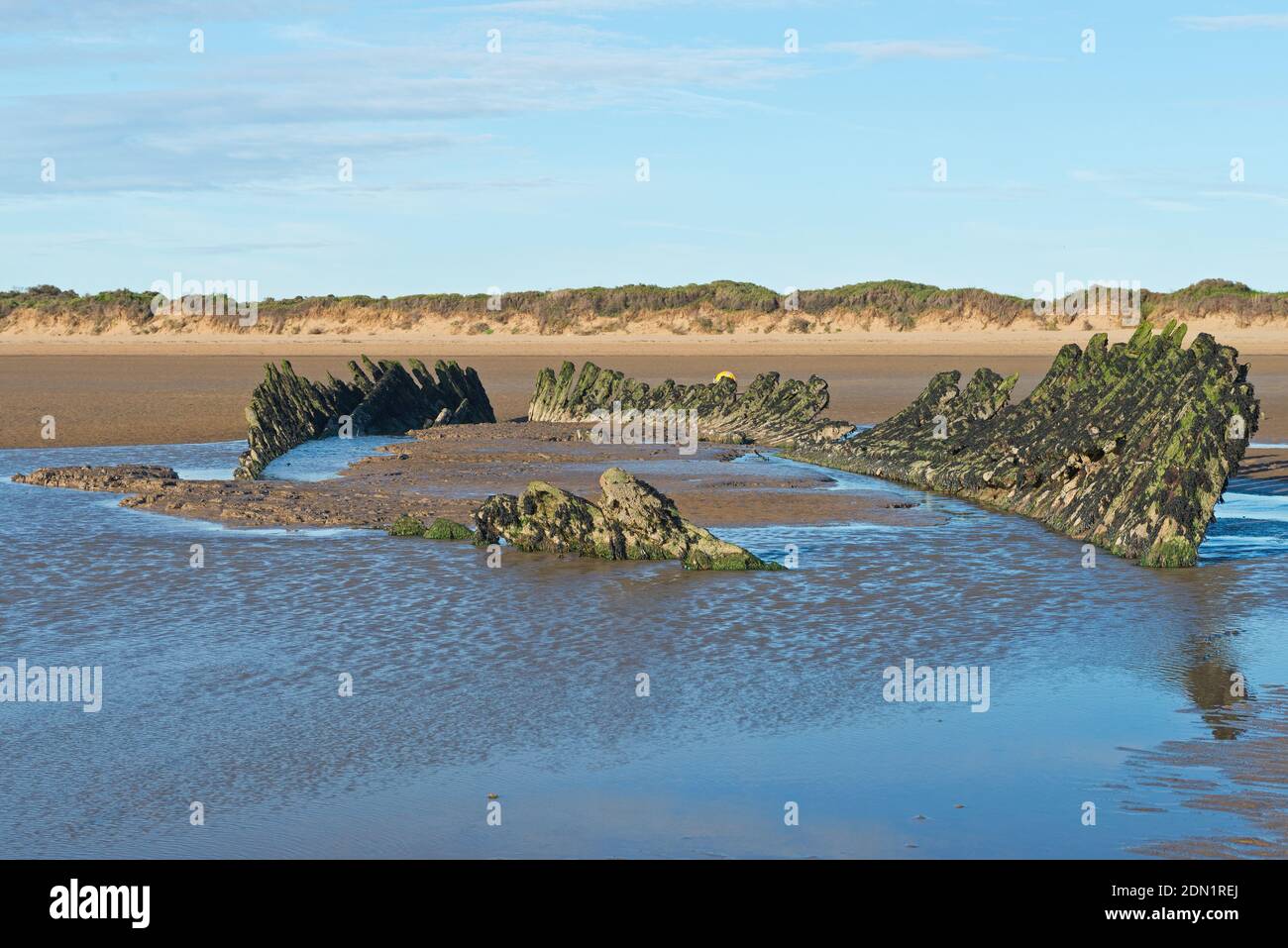 The wooden remains of the wreck of the Norwegian barque SS Nornen (1897 ...