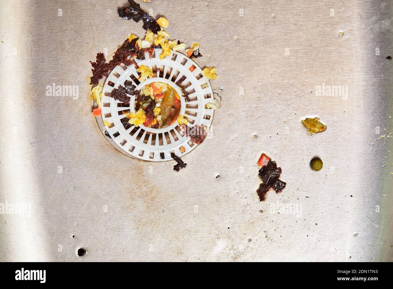 dirty sink with food leftovers. blockage sink with tap Stock Photo - Alamy
