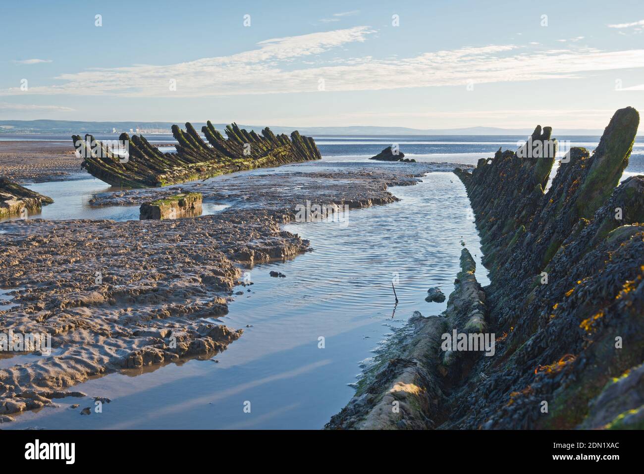 The wooden remains of the wreck of the Norwegian barque SS Nornen (1897 ...