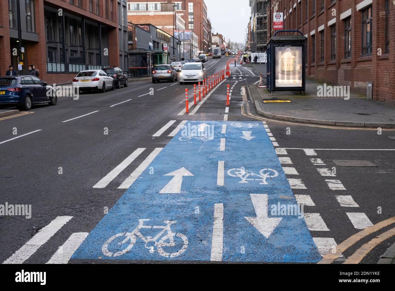New cycle lane in Deritend on 14th December 2020 in Birmingham, United ...