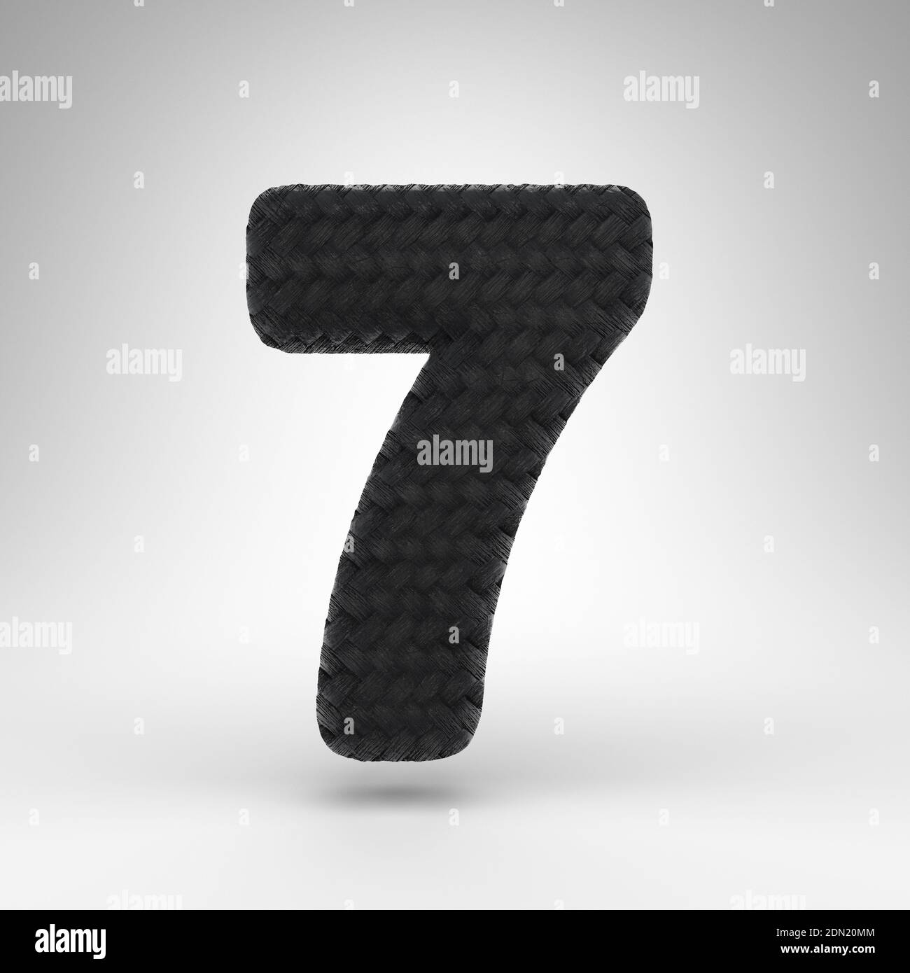 Number 7 on white background. Black carbon fiber 3D rendered number ...