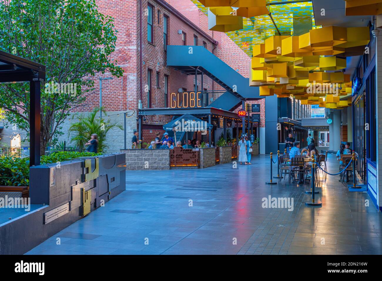 PERTH, AUSTRALIA, JANUARY 18, 2020: View of a shopping street in Perth ...