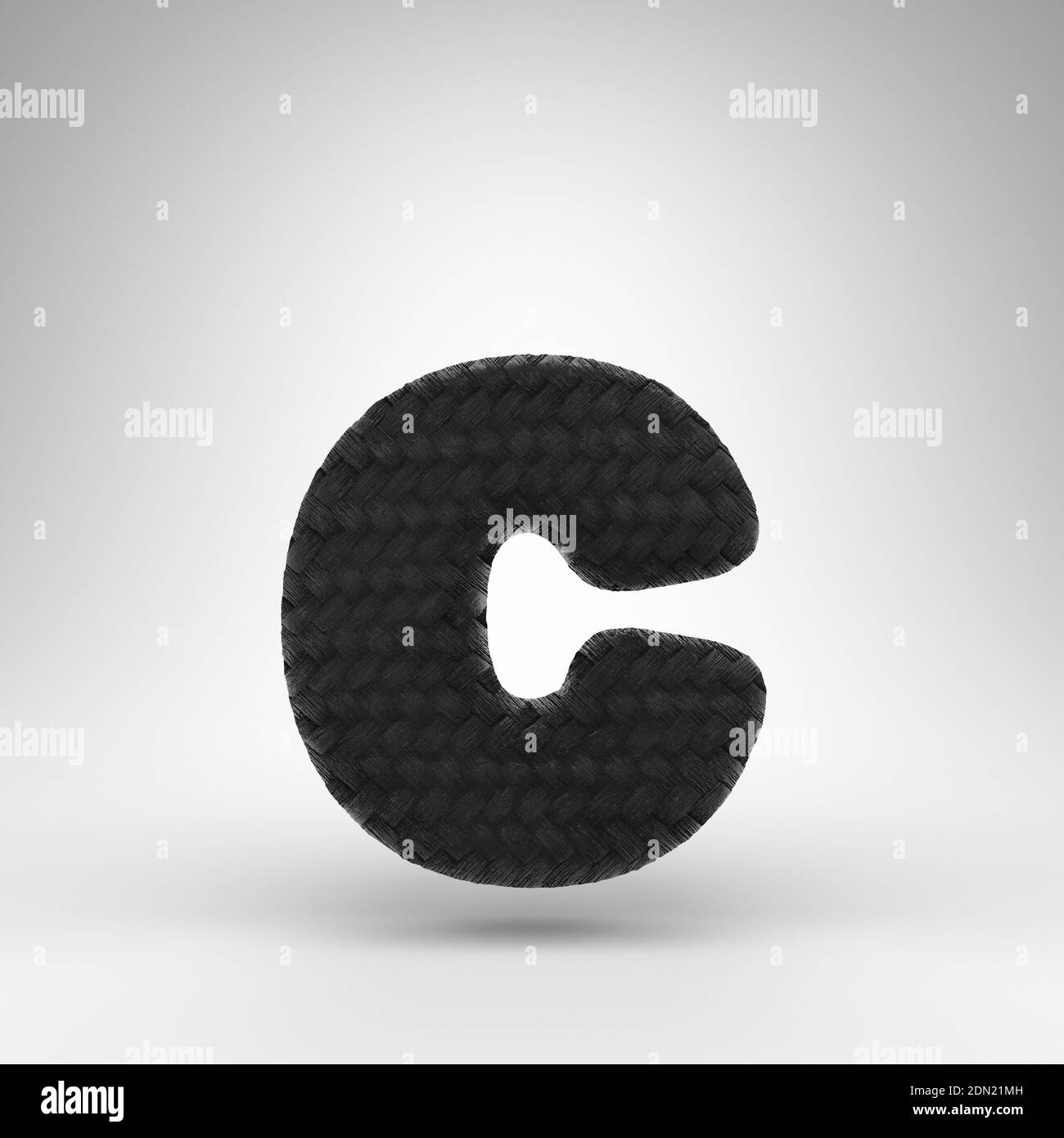 Letter C lowercase on white background. Black carbon fiber 3D rendered ...