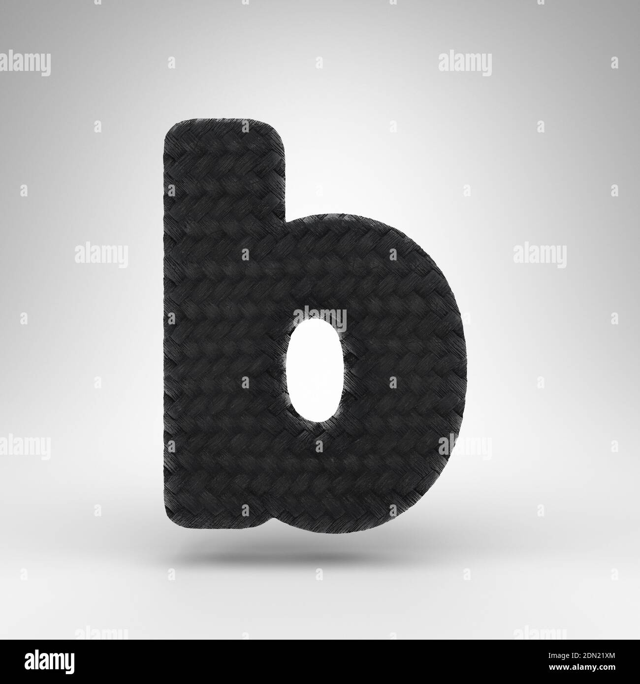 Letter B lowercase on white background. Black carbon fiber 3D rendered ...